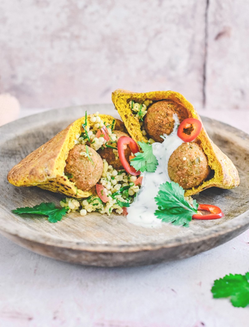 Turmeric Pitta with Falafel & Tabbouleh Salad | SheerLuxe