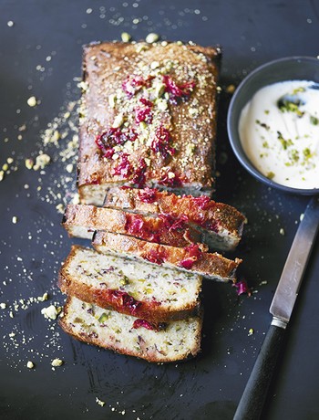 Pistachio, Lemon & Rose Drizzle Cake With Rose Cream | SheerLuxe